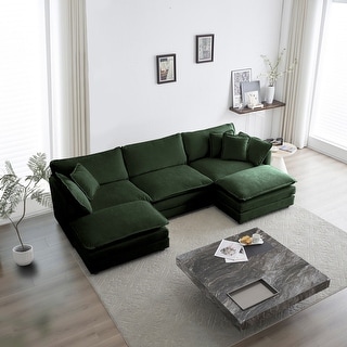 U-Shaped Sectional Sofa With Reversible Footrest, 5-Seater Convertible ...