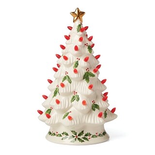 Lenox Treasured Traditions Holiday Red Bulbs Light-Up Tree Figurine ...