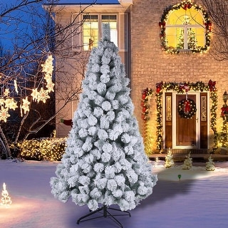 Artificial Christmas Tree White Snow Covered Xmas Decorations Decor ...