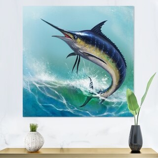 Designart "Blue Marlin In The Ocean" Nautical & Coastal Canvas Wall ...
