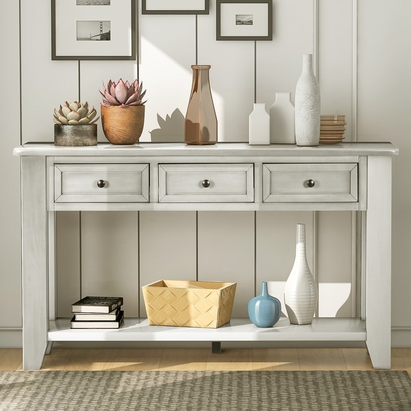 Goverton White Console Sofa Table - Bed Bath & Beyond - 25489435