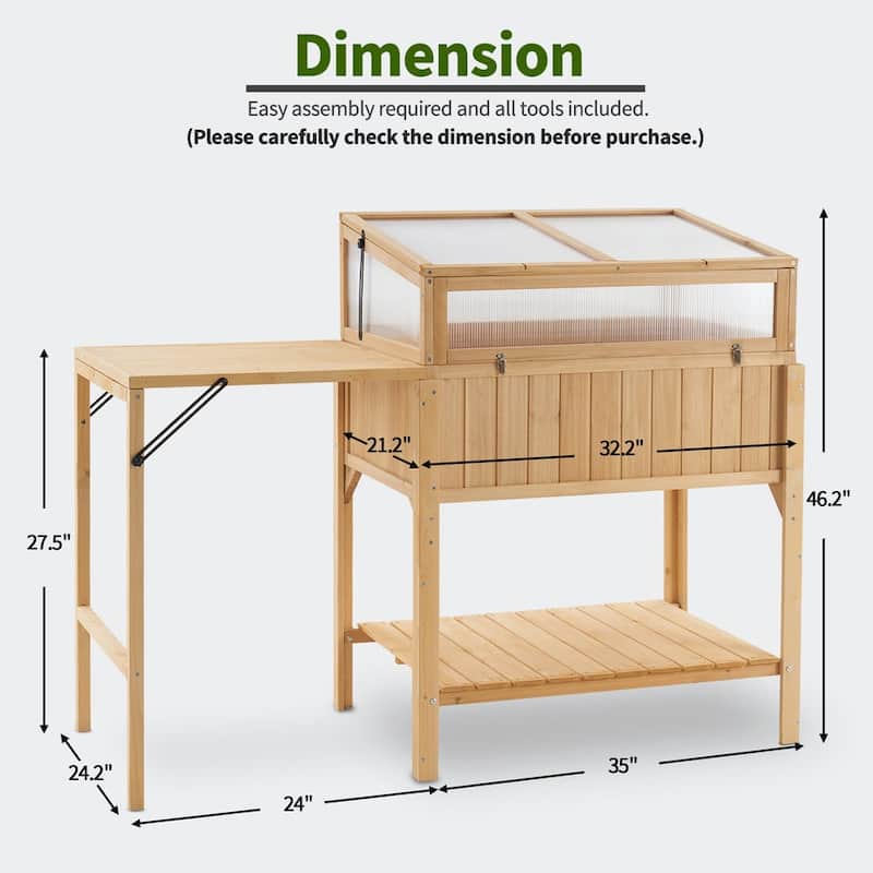 MCombo Cold Frame Greenhouse, Portable Wooden Greenhouse Raised Potted ...