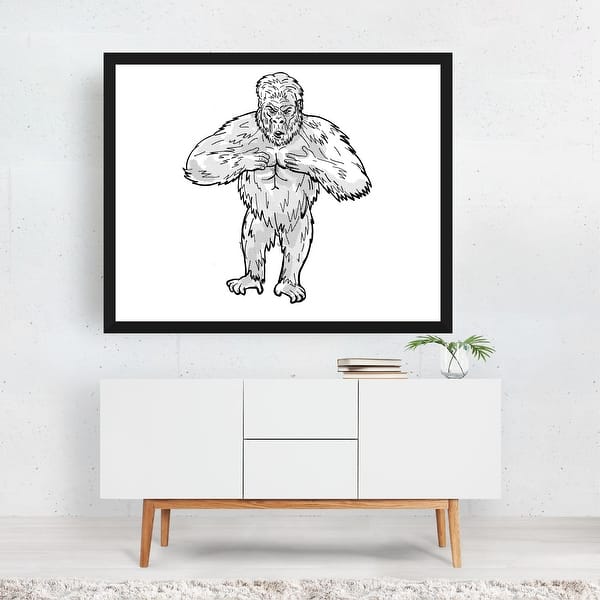 Silverback Gorilla Thumping Chest Cartoon Digital Art Print/Poster ...