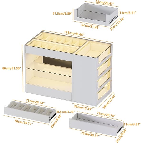 Closet Island with Drawers, Makeup Vanity Storage Island Dressing ...