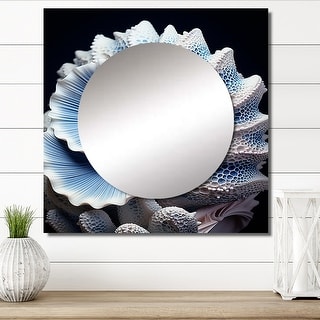Designart "Blue Seashell Symphony" Seashell Wall Mirror - Animals Large ...
