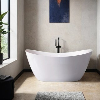 66"Free Standing Tub-Classic Oval Shape Soaking Tub,Adjustable Bathtub ...