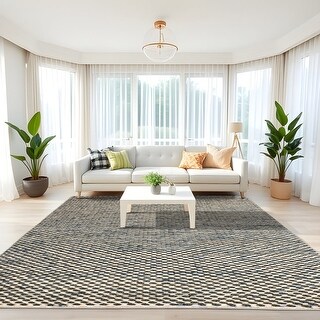 Zoha Handmade Blue & Ivory Ombre Flatweave Bohemian Jute Area Rug - Bed ...