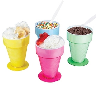 Colorful Double-Wall Insulated Ice Cream Cups - Set of 4 - 3.35 x 4.72 ...