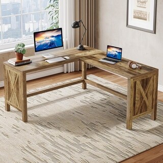 L Shaped Computer Desk, 59 Inches Corner Executive Office Table - Bed ...
