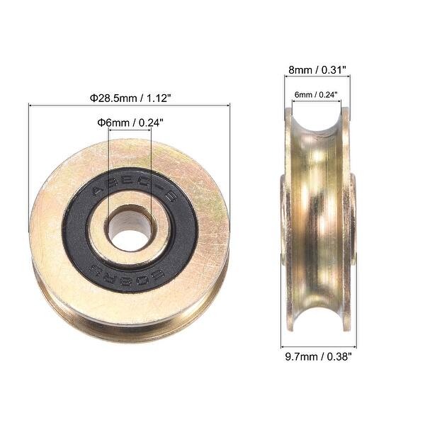 Sliding Door Roller U Groove 6mm Hole 28.5mm Dia Iron Zinc Plated 2pcs ...