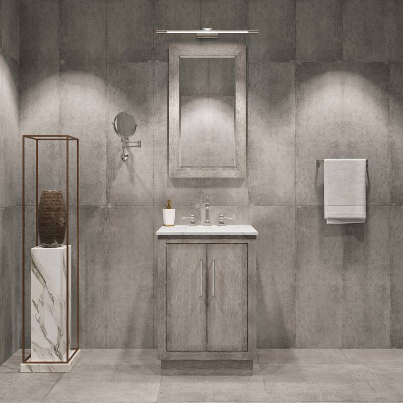 Hugo Carrara White Marble Countertop Vanity with Chrome Hook Faucet ...