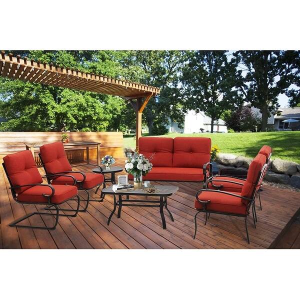 SUNCROWN 7-Piece Outdoor Metal Furniture Conversation Patio Set - On ...