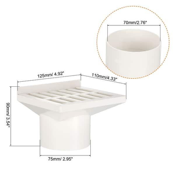 110mm ID PVC Floor Drain Side Outlet Wall Grid Cover Strainer White ...