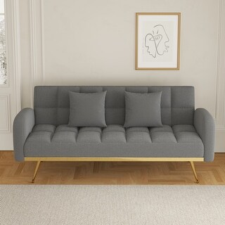 Gray Teddy Fleece Futon Sofa Bed with Three-Speed Backrest - Bed Bath ...