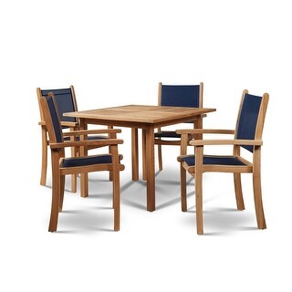Pearl 5-Piece Teak Square Table Outdoor Dining Set - Bed Bath & Beyond ...
