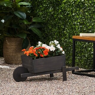 Wooden Wagon Planter, Small Wheelbarrow Wagon Flower - Bed Bath ...