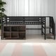 Twin Size Low Metal Loft Bed with Stairs and 6 Storage Cubbies, Loft ...