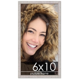 6x10 Distressed/Aged White Complete Wood Picture Frame with UV Acrylic ...