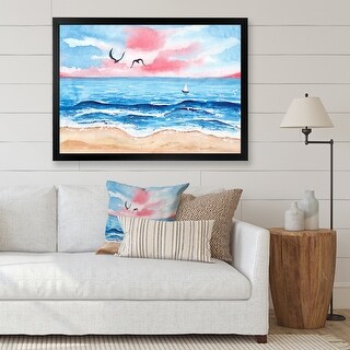 Designart "A Small Sailboat On The Blue Sea With Foamy Waves" Nautical ...