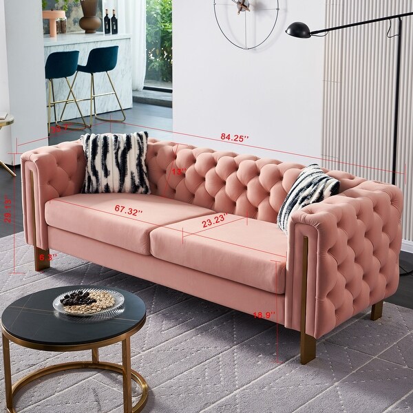 Modern Casual Tufted chesterfield Sofa with Metal Legs. On Sale Bed Bath Beyond 36103765