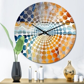 Designart "Segment Layers of Marbled Rock II" Orange Fractals Clocks ...