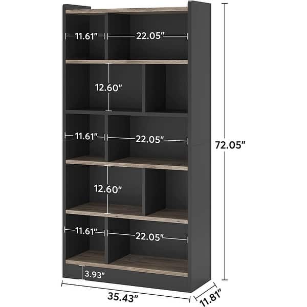 72 Inch Tall Bookcase, 6 Tier Cube Bookshelf Storage Organizer for Home ...