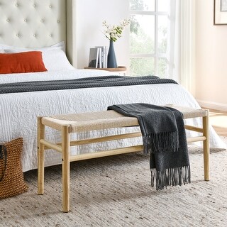 Indoor Bench with Paper Cord，Rubber Wood Legs - Bed Bath & Beyond ...