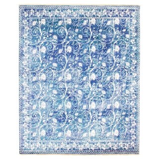 ECARPETGALLERY Hand-knotted Heritage Navy Blue Silk Rug - 8'1 x 9'10 ...