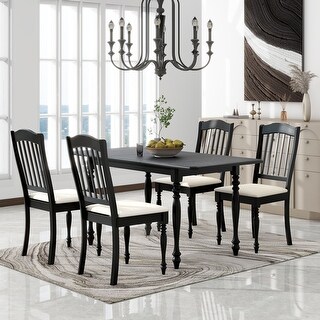 5-Piece Extendable Dining Table Set Kitchen Table Set with Upholstered ...