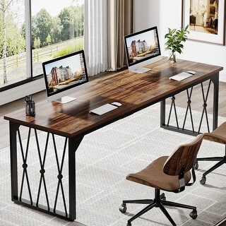 78.74" Extra Long Double Computer Desk with Unique Metal Legs for Home ...