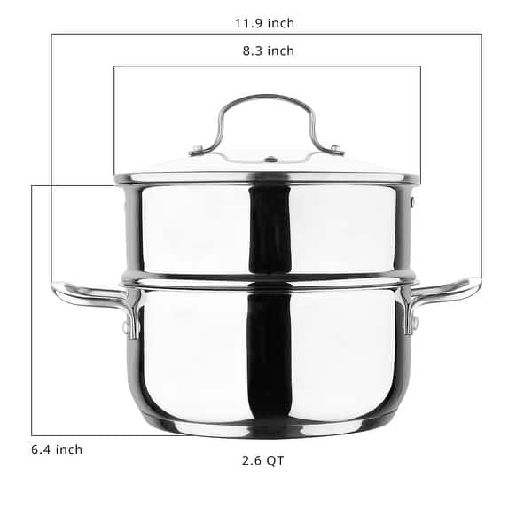Bergner Essentials 2.6-Quart Stainless Steel Soup Pot with Tempered ...
