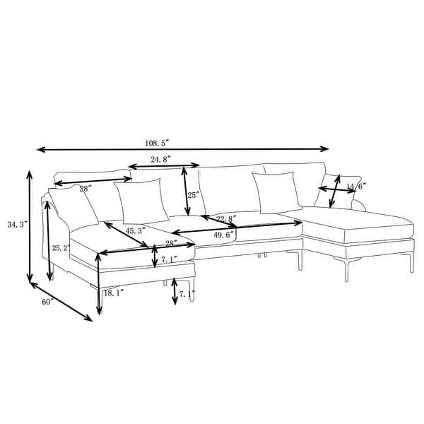 Modern U-shaped Fabric Color Matching Segmented Sofa - Bed Bath ...