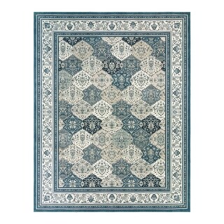 Gertmenian Majestic Conor Blue Transitional Border Patchwork Area Rug - Bed Bath & Beyond - 34443864