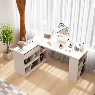 Make Up Desk Dressing Workspace Solution: Ample Storage Computer Desk ...