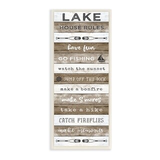 Stupell Lake House Rules List Rustic Pattern Boat Oars Wood Wall Art ...
