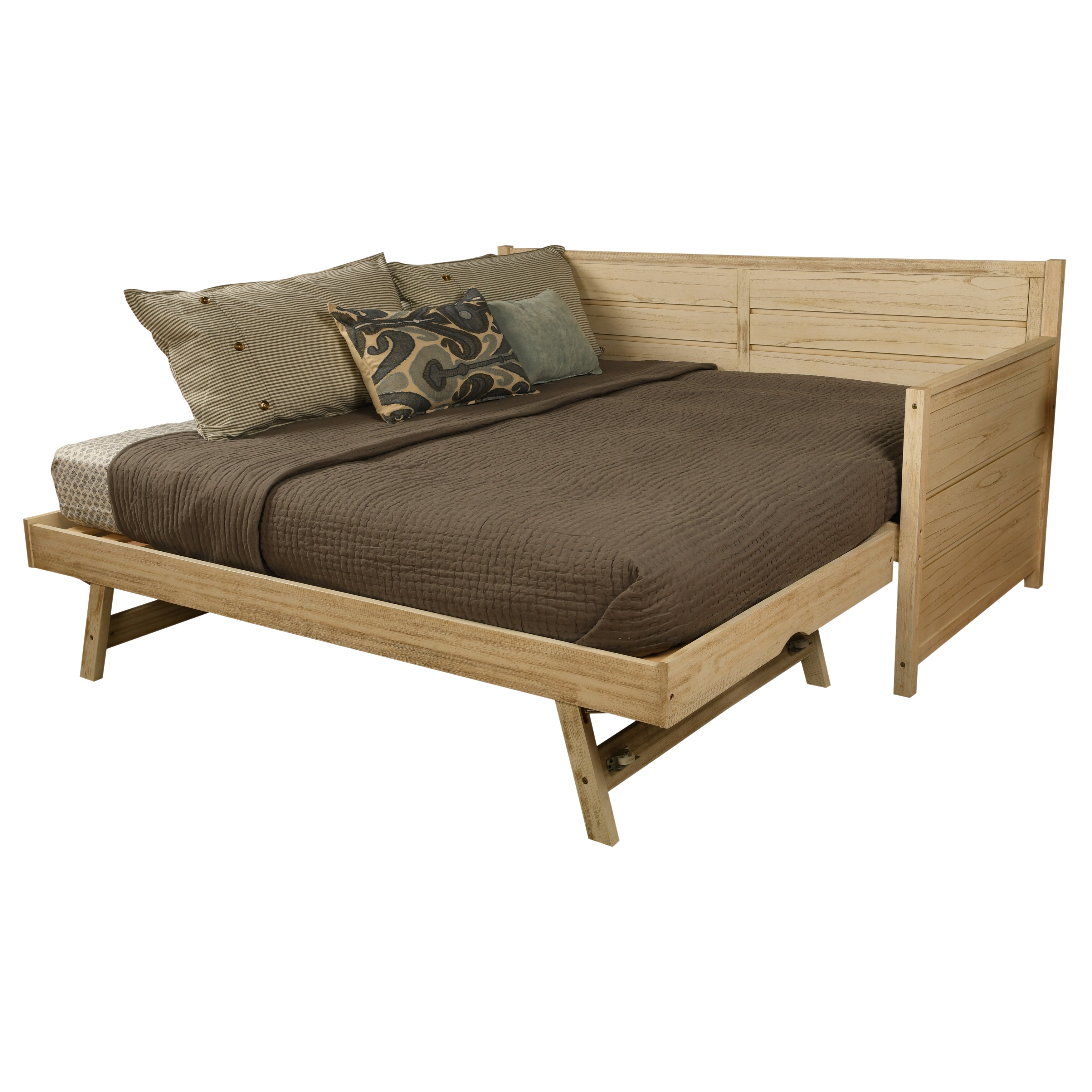Somette Marisa Daybed Frame with Pop Up Trundle in Weathered White ...