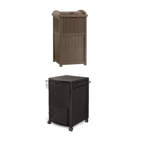 Suncast wicker cooler with cabinet store