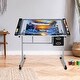 Adjustable Glass Top Drafting Table with Storage, Rolling Art Desk with ...