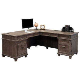 Carson Wood L-Desk & Return, Writing Table, Office Desk, Gray - Bed ...