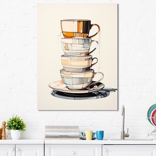 Designart "Stacked Coffee Cup Simplicity" Utensils Wall Art - Bed Bath ...