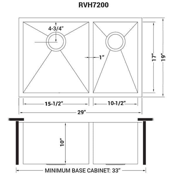 Ruvati 29-inch Undermount 60/40 Double Bowl Zero Radius 16 Gauge ...