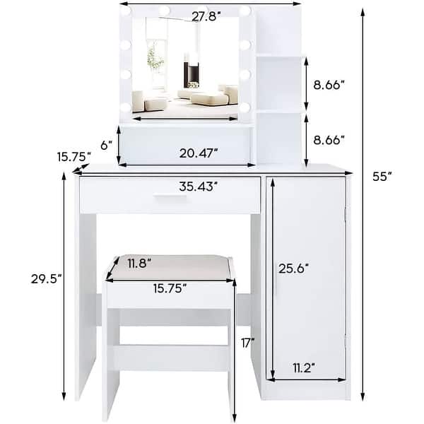 Makeup Vanity Desk Table Set with Lights and Mirror - Bed Bath & Beyond ...