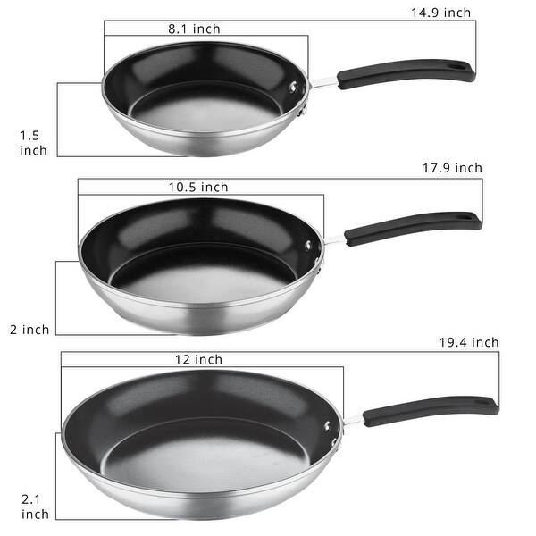 Smart by - 3 Pc, 8", 10" & 12" Forged Aluminum Nesting Fry Pan Set with ...
