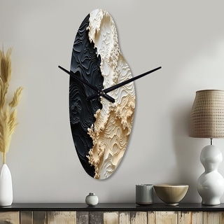 Abstract Cream And Black Liquid Paint - Coastal Wall Clocks in Cloud ...