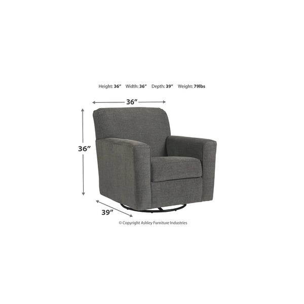 Ashley Furniture Alcona Charcoal Swivel Glider - 36"W x 39"D x 36"H ...