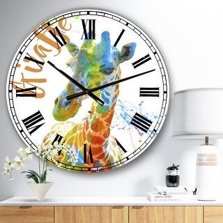 Designart 'Colorful Safari Animals D' Large Cottage Wall Clock - Bed ...