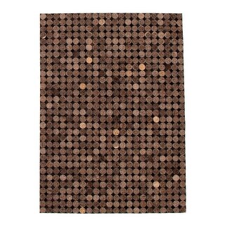 ECARPETGALLERY Handmade Cowhide Patchwork Black Leather Rug - 4'7 x 6'6 ...