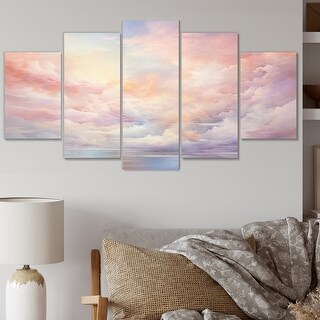 Designart "Sunset Cotton Candy Skies III" Landscapes Multipanel Canvas ...