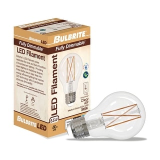 Bulbrite LED Filament Pack of (4) 8.5 Watt Dimmable A19 Light Bulbs ...