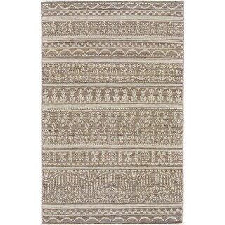Harlee Ornamental Flat Woven Wool Dhurrie, Warm Gray/Ivory, Accent Rug ...